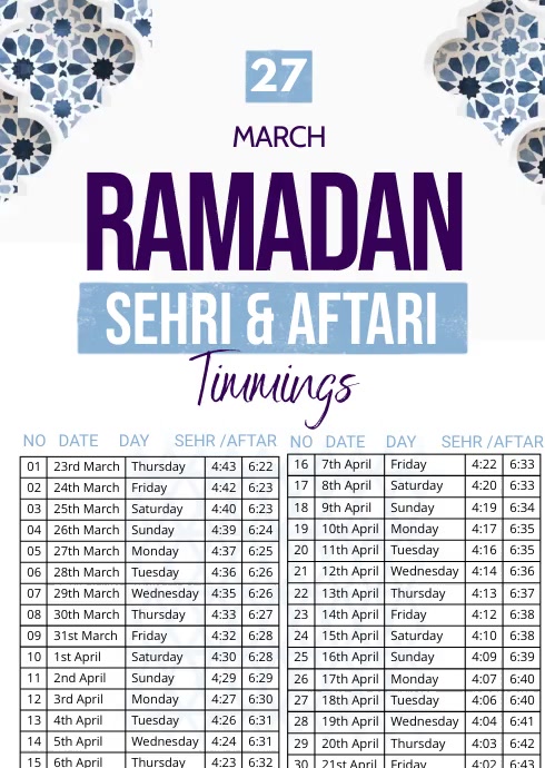 Copy of ramada and sehri programme | PosterMyWall