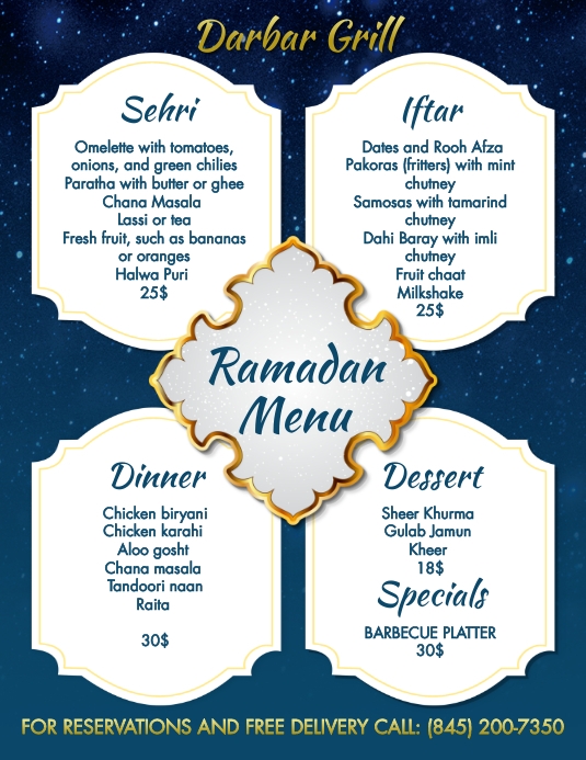 Copy of Ramadan, Menu | PosterMyWall