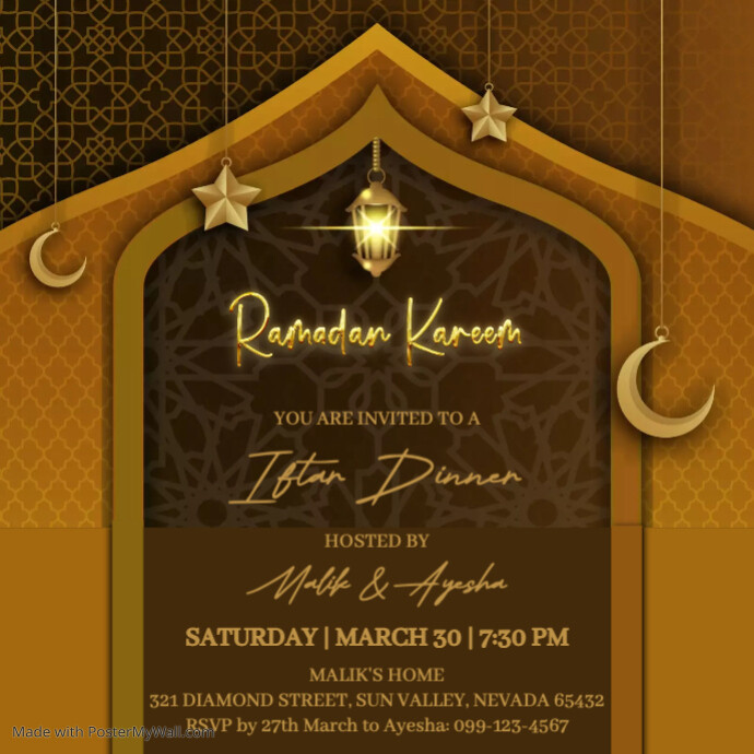 RAMADAN | Iftar Dinner Invite Template | PosterMyWall