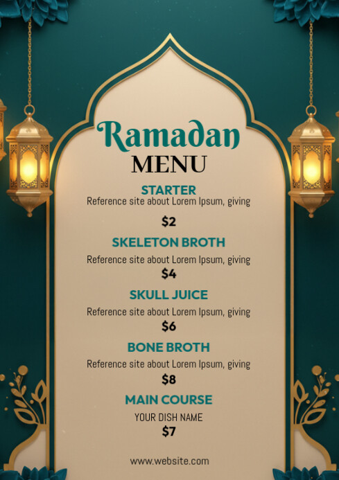 Ramadan Food Menu Template | PosterMyWall
