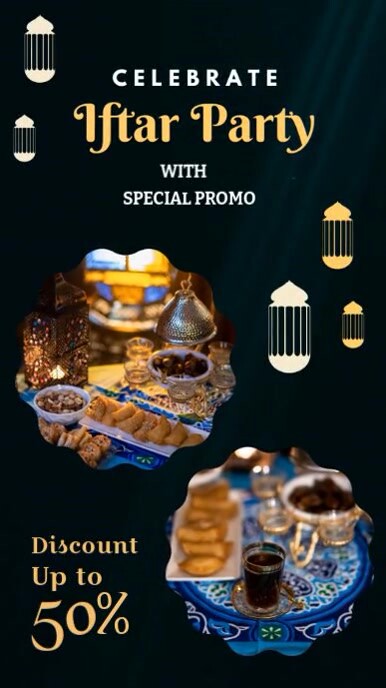 Ramadan gold and black iftar party video with special promo of discount ...