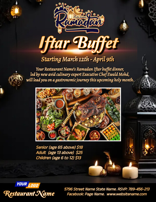Ramadan Iftar Buffet Ad Flyer Template | PosterMyWall