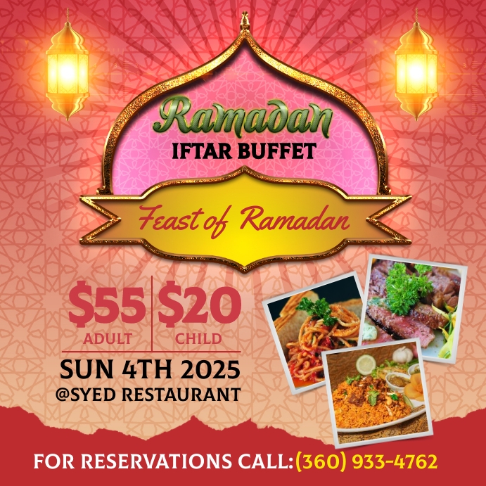 Ramadan Iftar Buffet Instagram Post เทมเพลต | PosterMyWall