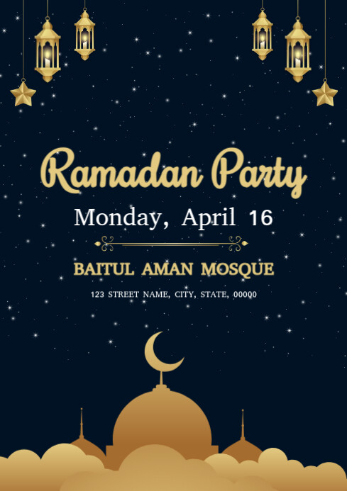 Ramadan Iftar Party Flyer Template | PosterMyWall
