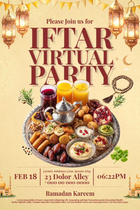 Orange Iftar Party Posters Template | PosterMyWall