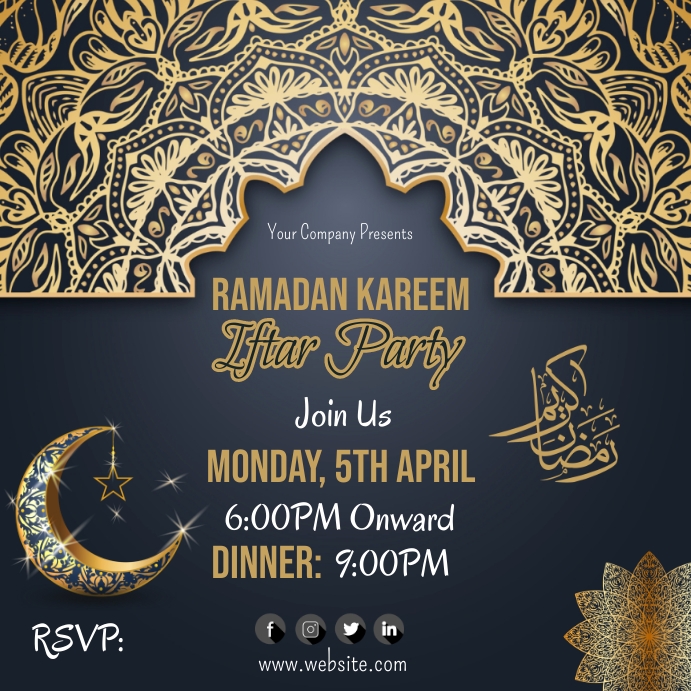 ramadan kareem aftar party,iftar party invite Template | PosterMyWall