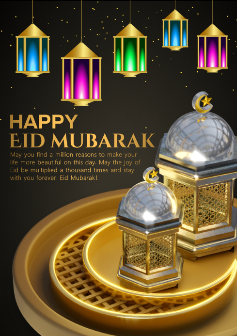 Eid golden card Template | PosterMyWall