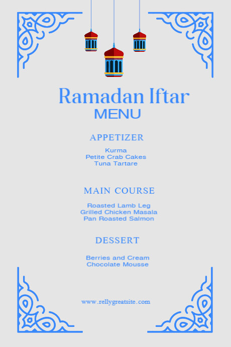 Plantilla de Ramadan Kareem Iftar Menu Template | PosterMyWall
