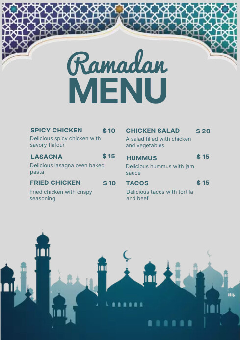Ramadan Kareem Menu Template | PosterMyWall