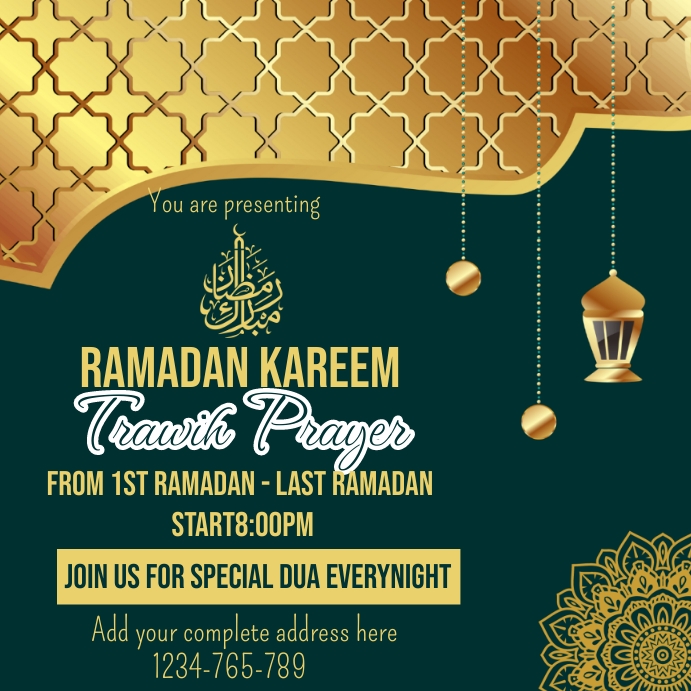 ramadan kareem tarawih prayer invitation (1) Template | PosterMyWall