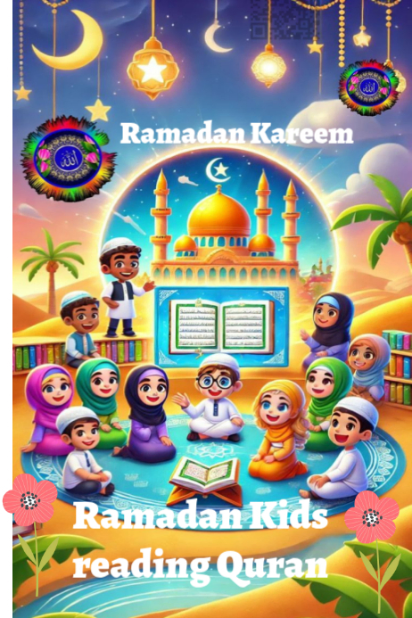 Ramadan Kids Reading Quran Poster Template | PosterMyWall