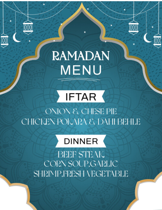 Copy of Ramadan Menu Card Design | PosterMyWall