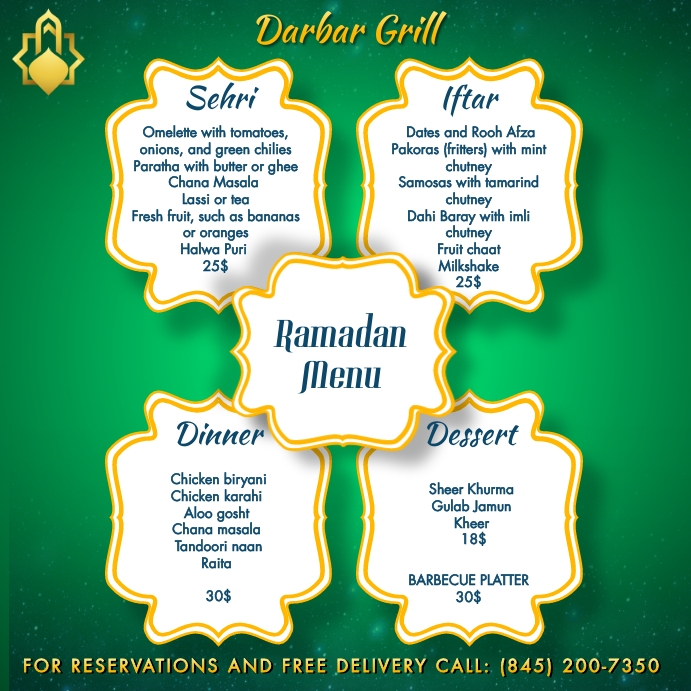 Ramadan Menu Design Template | PosterMyWall