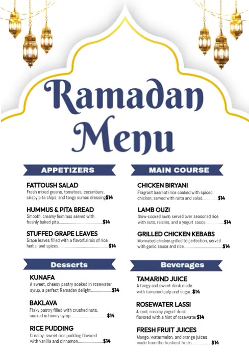 Ramadan Menu Template | PosterMyWall