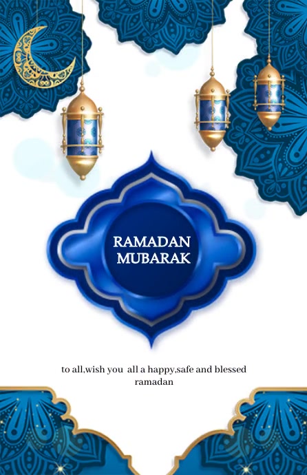 Ramadan mubarak card blue (1) Template | PosterMyWall
