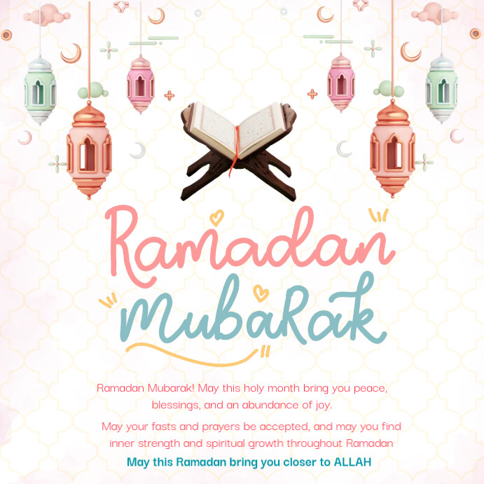 Ramadan Mubarak Greeting Card Instagram Post. Template | PosterMyWall