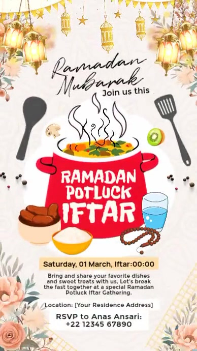 Ramadan Potluck Iftar Gathering Story Template | PosterMyWall