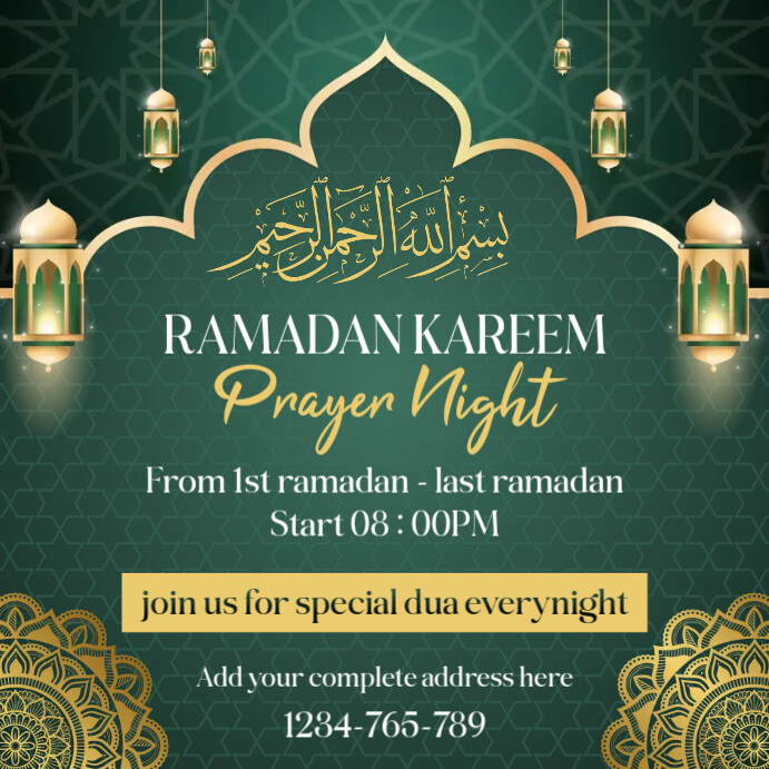 Ramadan Prayer Night Invitation Post Template | PosterMyWall