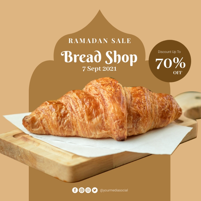 Ramadan Sale Bread Shop Social Media Post Template | PosterMyWall