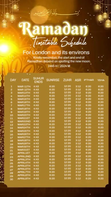 Ramadan Schedule Poster Template | PosterMyWall