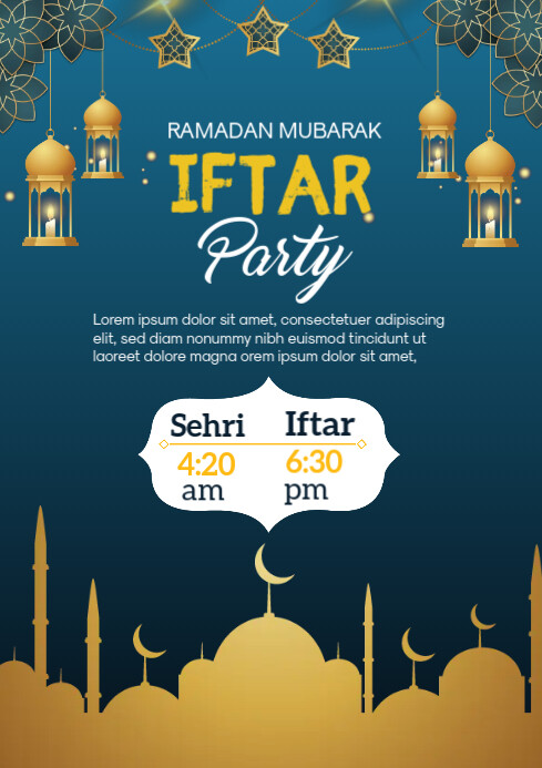 Ramadan Sheri & Iftar Time flyer Template | PosterMyWall