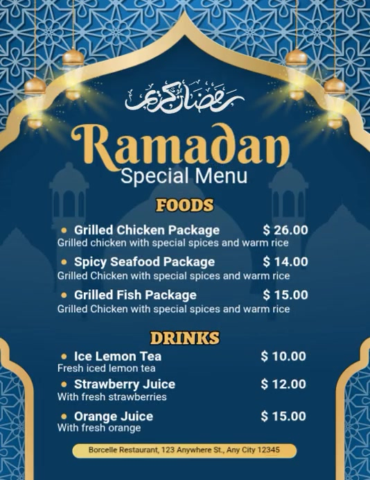 Plantilla de Ramadan Special Menu | PosterMyWall