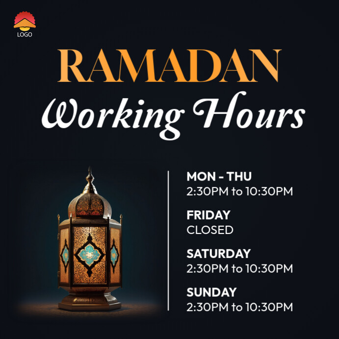 ramadan working hours instagram post template | PosterMyWall