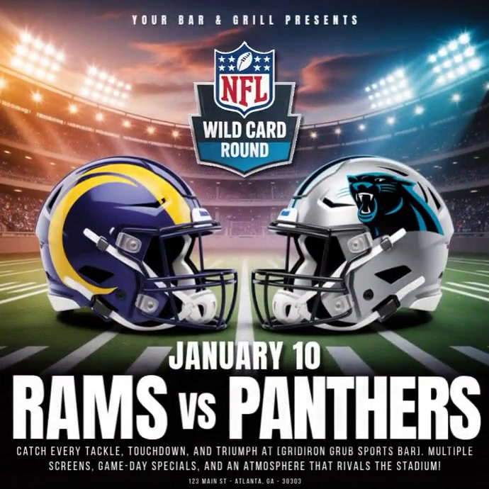 Plantilla de rams vs panthers. nfl playoffs.. nfl flyer. american ...