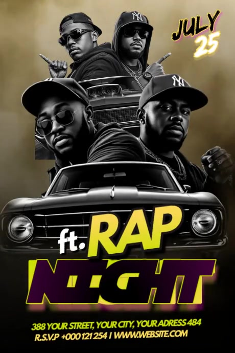 Rap Contest Yellow Theme Template | PosterMyWall