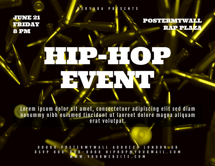 Rap Hip-Hop Event Landscape Flyer Template | PosterMyWall