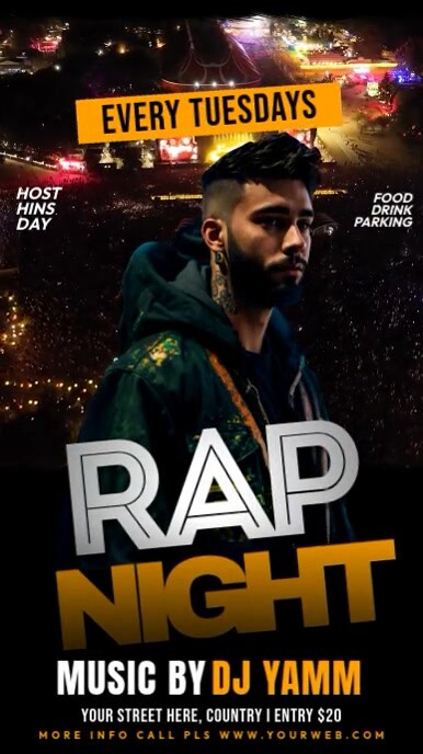 Rap Night Party Video Template | PosterMyWall