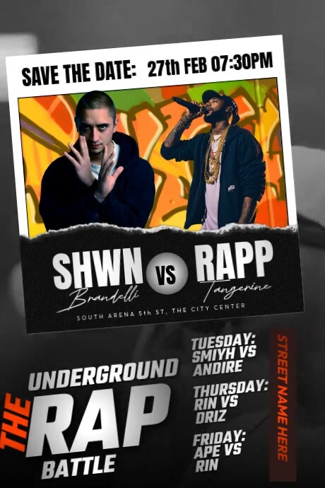 Plantilla de Rap Night Schedule | PosterMyWall