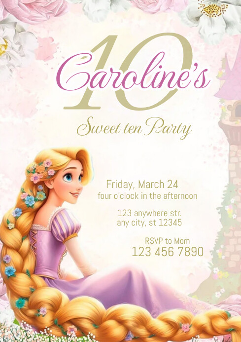 rapunzel birthday invitation Template | PosterMyWall