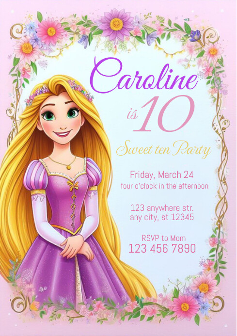 rapunzel birthday invitation Template | PosterMyWall