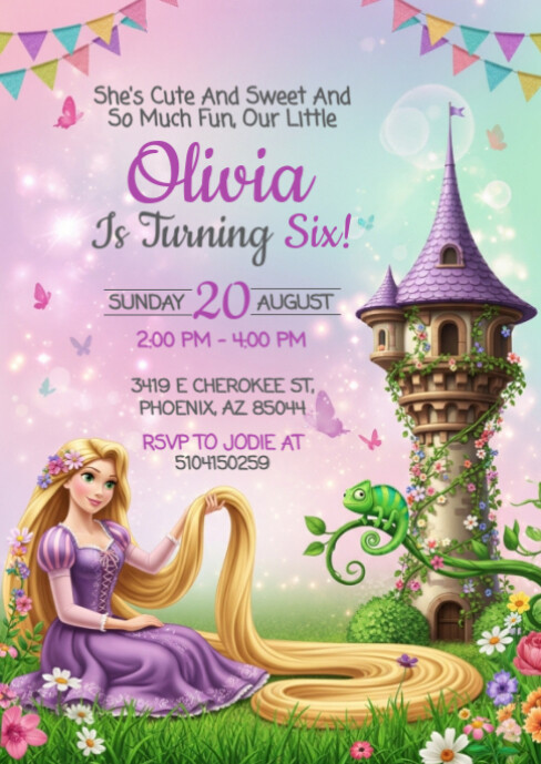 Rapunzel Birthday Invitation Template | PosterMyWall