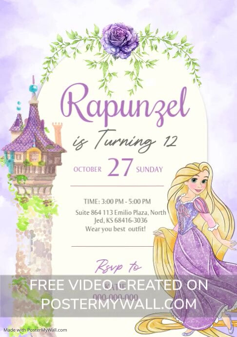 Plantilla de Rapunzel Birthday invitation | PosterMyWall