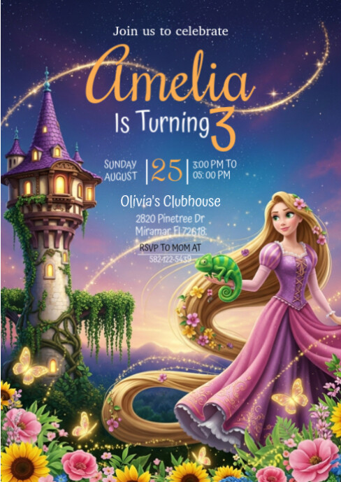 Rapunzel Birthday Invitation Template | PosterMyWall
