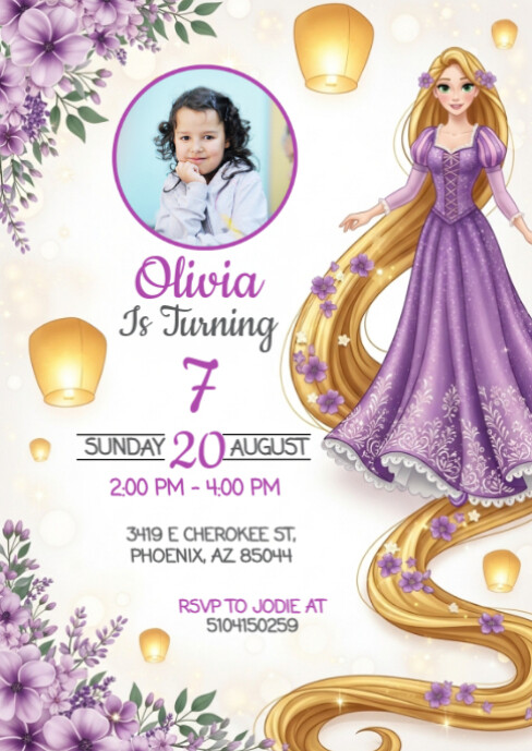 rapunzel themed birthday invitation Templat | PosterMyWall