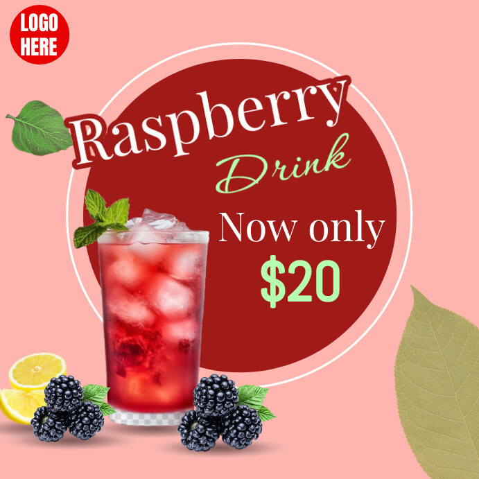 Plantilla de Raspberry drink Flyer Instagram Post | PosterMyWall