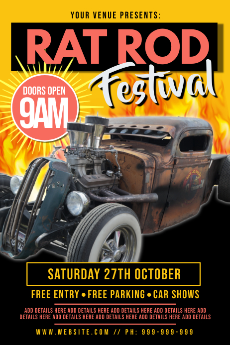 Rat Rod Festival Poster Template | PosterMyWall