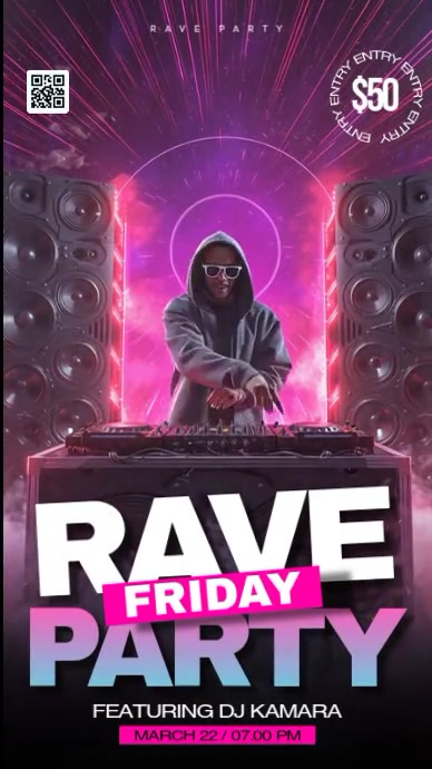 Rave Friday Night Template | PosterMyWall