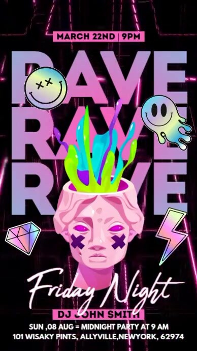 Rave Friday Night Template | PosterMyWall