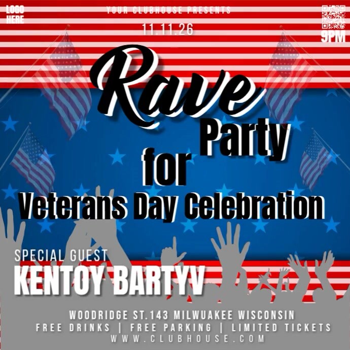 Rave Party for Veterans Day Celebration Template | PosterMyWall