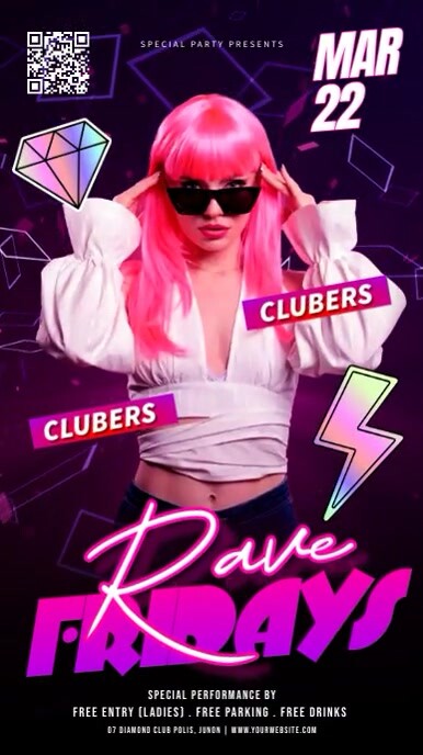 Rave Party Fridays Template | PosterMyWall