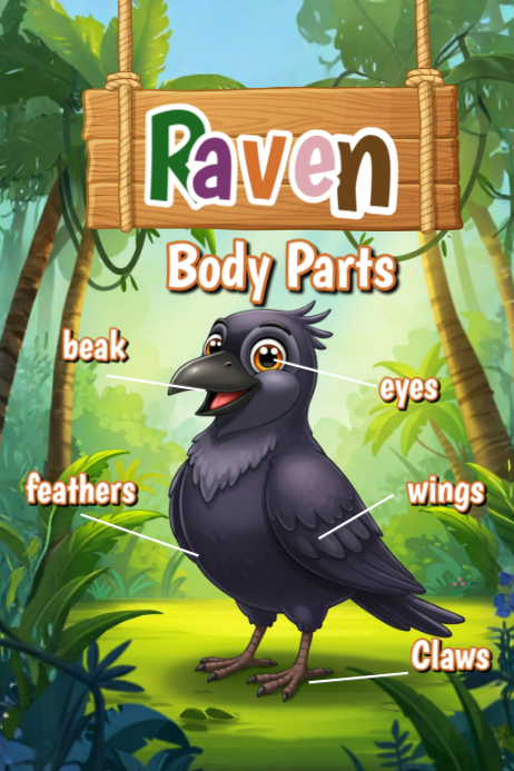 Plantilla de Raven Body Parts Learning Poster | PosterMyWall