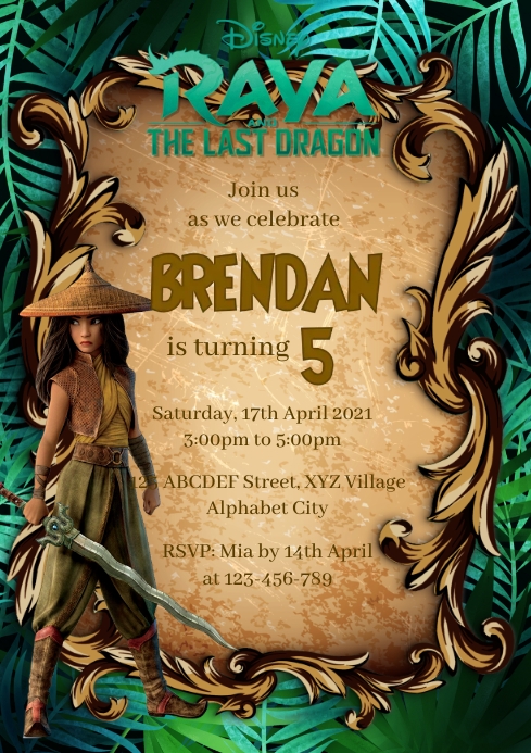Raya and the Last Dragon Invitation Template | PosterMyWall