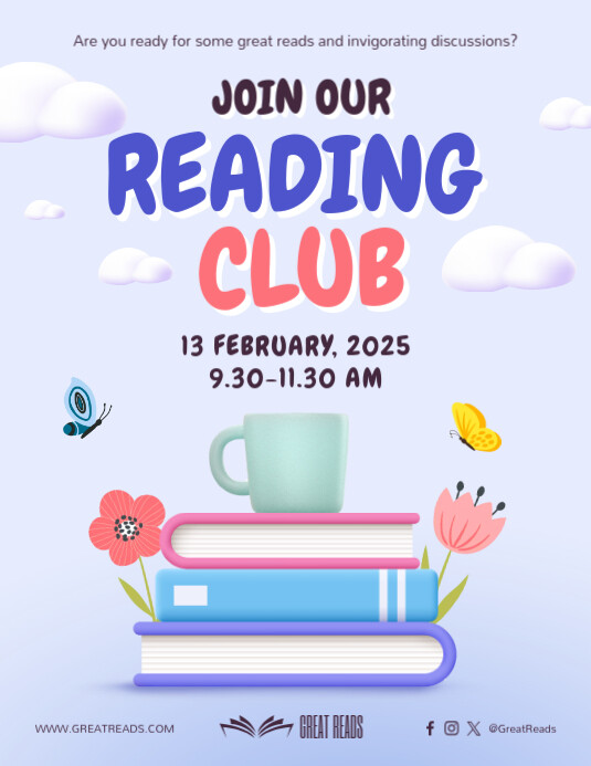 Reading Book Club Pastel Flyer Templat | PosterMyWall