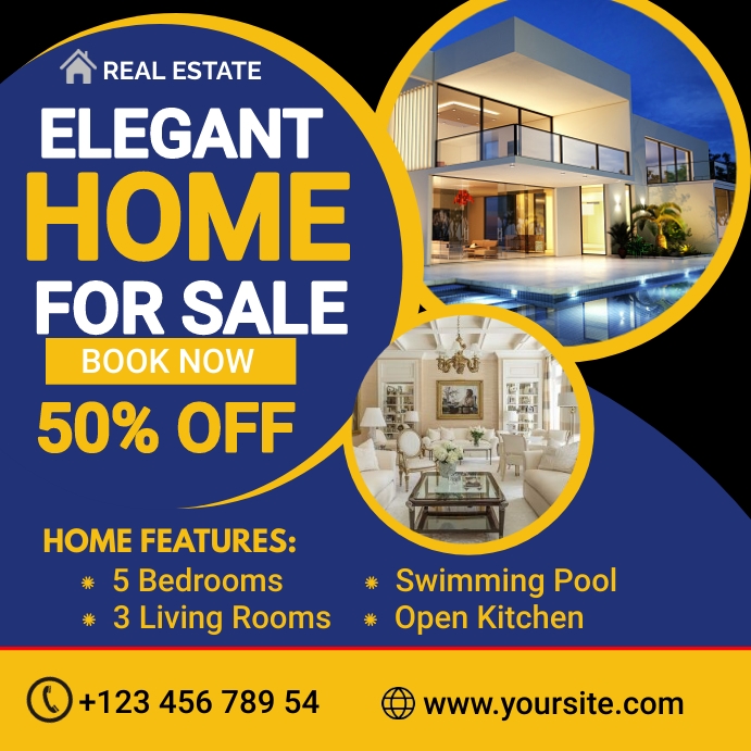 REAL ESTATE (home for sale) INSTAGRAM POST Template | PosterMyWall