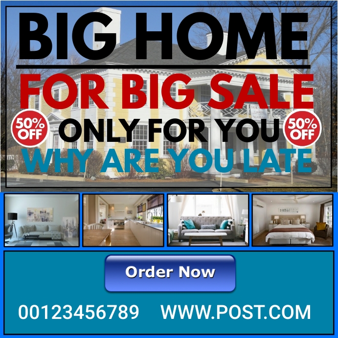 REAL ESTATE (home for sale) INSTAGRAM POST Template | PosterMyWall