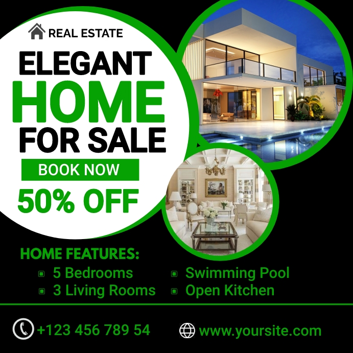 REAL ESTATE (home for sale) INSTAGRAM POST Template | PosterMyWall